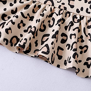 XUANHAO 18 Months Girl Clothes Toddler Girl Winter Clothes Ruffle Leopard Tops Denim Jeans Long Sleeve Pant Set 18-24 Months Girl Clothing