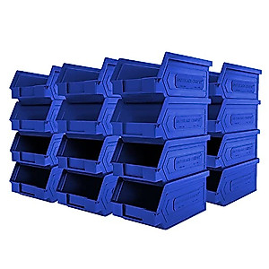 50 Pack Small Storage Bin, Wall Mount Storage, Hanging and Stacking Bin, Freestanding | 7” x 4” x 3” Plastic Container | Blue | Zeus 1PLZ02 | StorageCompat