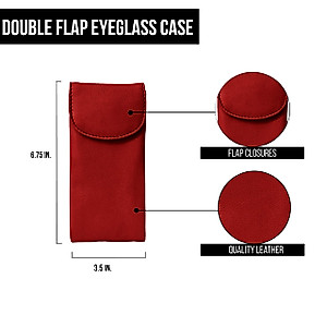 ili New York 6470 Leather Double Eyeglass Holder (Red)