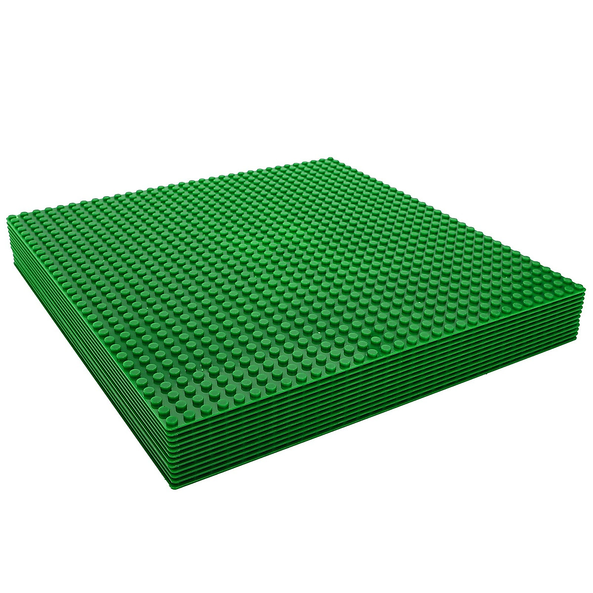 ZEAYEA 12 Pack Classic Baseplates, Building Base Plates for Building Bricks 100% Compatible with All Major Brands-Baseplate, 10" x 10" Stackable Bases, Green