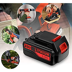 VANON 2Pack Lithium LB2X4020 6.0Ah 20V MAX Replacement for Black and Decker 20V Battery LBXR20 LBXR20-OPE LB20 LBX20 LBX4020 LB2X4020-OPE