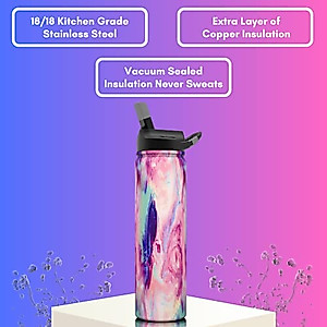 Seriously Ice Cold SIC 27oz Insulated Water Bottle Thermos, Premium Triple Layer Vacuum Stainless Steel, BPA Free Wide Mouth Lid with Carabiner Clip