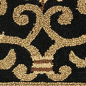 SAFAVIEH Chelsea Collection 1'7" x 3' Black HK11A Hand-Hooked French Country Wool Accent Rug