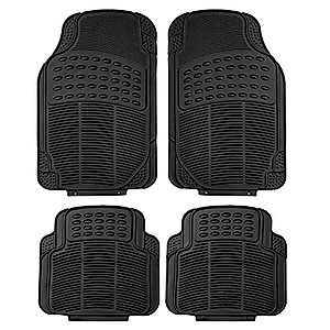 FH Group Automotive Floor Mats - Heavy-Duty Rubber Floor Mats for Cars, Universal Fit Full Set, ClimaProof Floor Mats, Trimmable Floor Mats For Most Sedan, SUV, Truck Floor Mats Black
