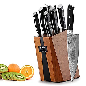 NANFANG BROTHERS Knife Sets for Kitchen with Block, Damasucs Kitchen Knife Sets 9 Pieces with Ergonomic Triple Rivet Handle, Kitchen Knives for Chopping, Slicing, Dicing & Cutting