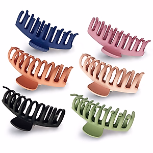 The Xpressory Large Hair Claw Clips For Thick Hair - 6 Pack Big Non Slip, Easy to Use, Stylish, Matte Hair Clips For Women's Thick, Thin, Curly, Long & Neutral Hairs