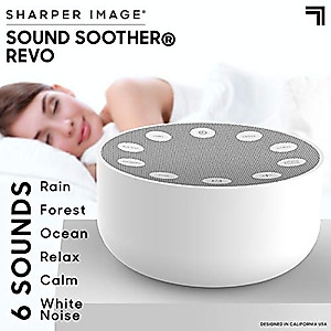SHARPER IMAGE Sleep Therapy White Noise Machine, Soothing Nature Sounds for Baby Kid Adult, Portable Relaxation Wellness Meditation and Naps, Peaceful Rest Sleep Aid, Holiday Gift