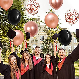 Rose Gold and Black Balloons, 60Pcs 12 Inch Metallic Rose Gold Balloons, Black Balloons and Confetti Balloons, Latex Balloons for Black Party Decorations, Rose Gold Birthday Decorations, Baby Shower