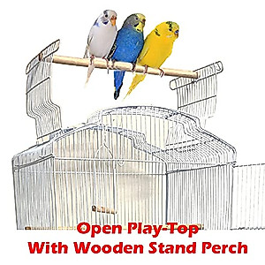 Large 36-Inch Portable Bird Flight Cage for Canary Parakeet Cockatiel Lovebird Finch Small Parrot Budgies Travel Bird Cage (White with Toy)