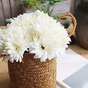 BigOtters Fake Daisy Fake Flowers, 14PCS Faux Gerbera Daisies African Silk Daisy Flowers Artificial for Wedding Bridal Bouquet Party Home Kitchen Decor(Pink and White)