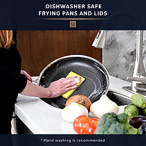 Home Hero LuxeClad Hybrid Nonstick Frying Pans - Dishwasher & Oven Safe Skillet - Induction Compatible w/All Cooktops Honeycomb Pan - Stainless Steel Non Stick Pan with Lid (Stainless Steel 12-Inch)