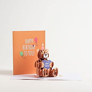 Lovepop Happy Birthday Bear Paperpop® Card – Birthday Card for Kid – Handcrafted 3D Pop-Up Greeting Card – Birthday Card, 4.5 x 5.9”