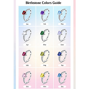 Vito 925 Sterling Silver Birthstone Rings for Women, Adjustable Open Heart Cubic Zirconia March Birthstone Ring Birthday Month Jewelry Gift for Mom Wife Daughter
