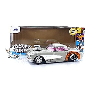 Looney Tunes 1:24 1957 Chevrolet Corvette Die-cast Car & 2.75" Bugs Bunny Figure, Toys for Kids and Adults