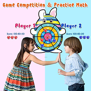 HONGID Easter Basket Stuffers,30" Bunny Dart Board With 12 Sticky Balls,Easter Eggs Filled,Easter Theme Party Favor,Easter Gifts for Boys Girls - Outdoor Indoor Kids Toys-Easter Decor Decorations