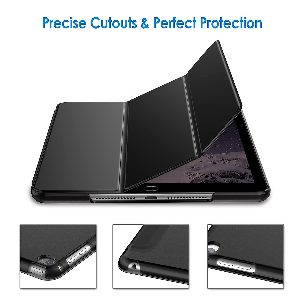 JETech Case for iPad Air 2 (2nd Generation), Smart Cover Auto Wake/Sleep (Black)