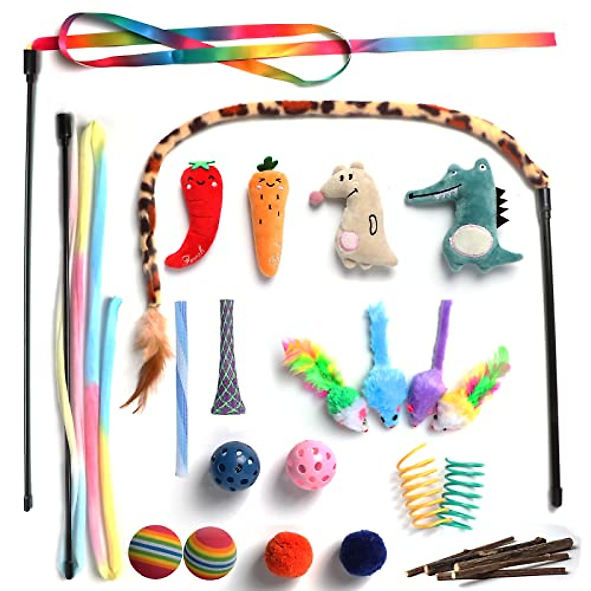 SYEENIFY Cat Toys Kitten Toys Assortments,Cat Feather Toys,Cat Wand Toy,Cat Toys for Indoor Cats