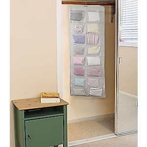 1 Pack - SimpleHouseware 24-Pocket Double-Sided Hanging Closet Underwear Organizer, Grey