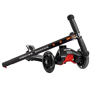 Rugged Racers Kick Scooter for Boys & Girls 3 Wheel Scooter, Adjustable Kick Scooter for Kids with PU LED Light Up Wheels, Step Brake, Lean 2 Turn, Ride on Toys for Children 5 Year Plus (Black)