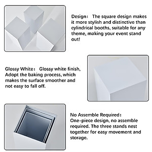 Vincidern 3PCs Metal Pedestal Stand for Party, White Display Pedestal Stands Pillars for Wedding, Sculpture Display Stand Column Decoration Pedestal Cube