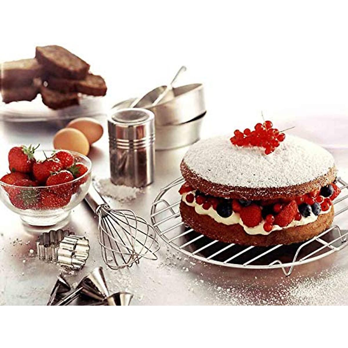 TeamFar Round Cooling Rack Set of 2, 9 Inch Round Rack Baking Steaming Roasting Rack Set Stainless Steel, Healthy & Dishwasher Safe, Mirror Finish & Rust Free