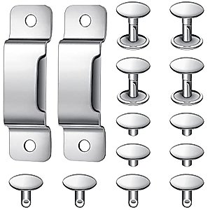 6 Pieces Metal Tape Measure Holder Clip Clip on Tape Measure Holster Clip Measuring Tape Belt Holder Occidental Measure Holster with 4 Pcs Rivets for Drill Leather Pocket Tool (Silver)