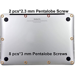 SLAUNT 4 Pack Rubber Feet 10pcs Repair Replacement Screw Compatible with Mac Book Pro Retina A1425 A1502 A1398 13" 15" Bottom Case Screw Rubber Feet and Screwdriver Repair kit