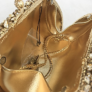 Boutique De FGG Women Crown Minaudiere Handbags Formal Evening Bags Flower Crystal Clutch Purses Wedding Clutch Bag,Mini,Brown