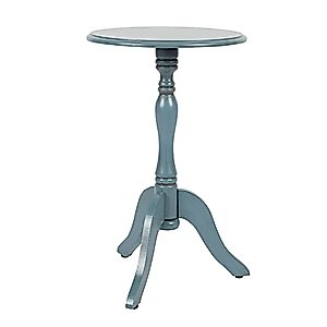 Decor Therapy Simplify Round Pedestal Accent Side Table, 24" x 15" x 15", Antique Arctic Blue
