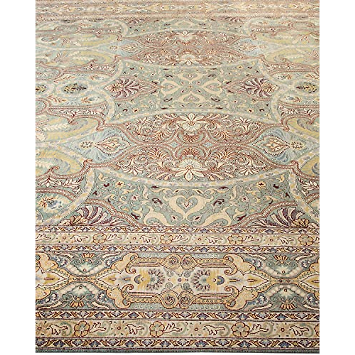 One of a Kind Hand Made Mogul Traditional Light Gray Area Rug Carpet Living Room Bedroom Dining Room 8 x 10