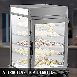 VEVOR 110V Commercial Bun Steamer, 5-Layer Restaurant Bun Warmer, Electric Food Steamer with 11.8x11.8-Inch Racks, 30-110℃/86-230℉ Bun Bread Steamer Machine, 900W Hot Dog Steamer Warmer, for Buffet