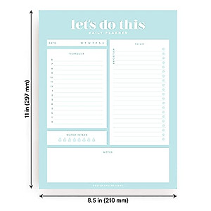Bliss Collections Daily Planner, Let's Do This, Daily Notepad with Undated Sheets, Helps Organize and Track Health, Productivity, Appointments, Tasks and Goals, 8.5"x11" Tear-Off Sheets (50 Sheets)