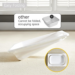 Beright 2 Pack Storage Bins, Collapsible Wash Basin Folding Dish Tub Sink, Space Saving for Dishing, Fruit, and Camping, Hiking and Home, White, 2 in 1 Set