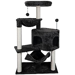 YUNIQUE Newest Cat Tree with Cat Condo and Big Hammock，Darkgrey