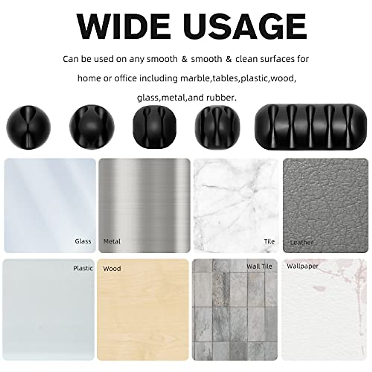 YESFLAME Cable Clips,21 Pack Black Adhesive Cord Holders, Perfect Cable Cords Management for Organizing Cable Wires-Home, Office, Car, Desk, Cubicle, Nightstand