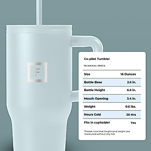 IRON °FLASK Co-Pilot Insulated Mug w/Straw & Flip Cap Lids - Cup Holder Bottle for Hot, Cold Drink - Leak-Proof - Water, Coffee Portable Travel Mug - Morning Mist, 16 Oz