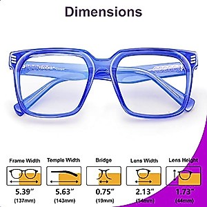 VISOONE Rectangle TR90 Blue Light Blocking Glasses Computer Glasses with Preppy Look for Women and Men Cougar