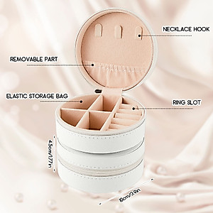 12 Pcs Travel Jewelry Case Bridesmaid Gift Boxes Jewelry Travel Organizer Small Round Jewelry Box Mini Storage Box(White)