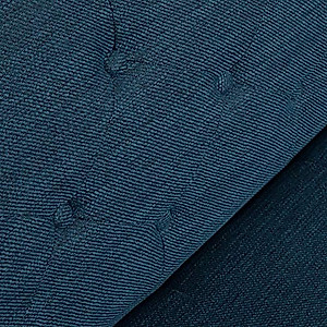 Great Deal Furniture Aidan Mid-Century Modern Tufted Fabric Sofa, Navy Blue and Dark Walnut