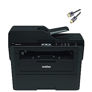 Brother L-2730DW Series Compact Monochrome All-in-One Laser Printer I Print Copy Scan Fax I Wireless I Mobile Printing I Auto 2-Sided Printing I ADF I 2.7" Touchscreen I 36 ppm + Printer Cable