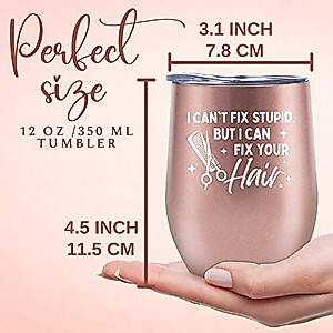 Onebttl Hair Stylist Gifts For Women, Female, Her - I Can Fix Your Hair - 12 oz/350 ml Stainless Steel Insulated Wine Tumbler - Thank You Ideas Gifts for Hairdresser, Hairstylist