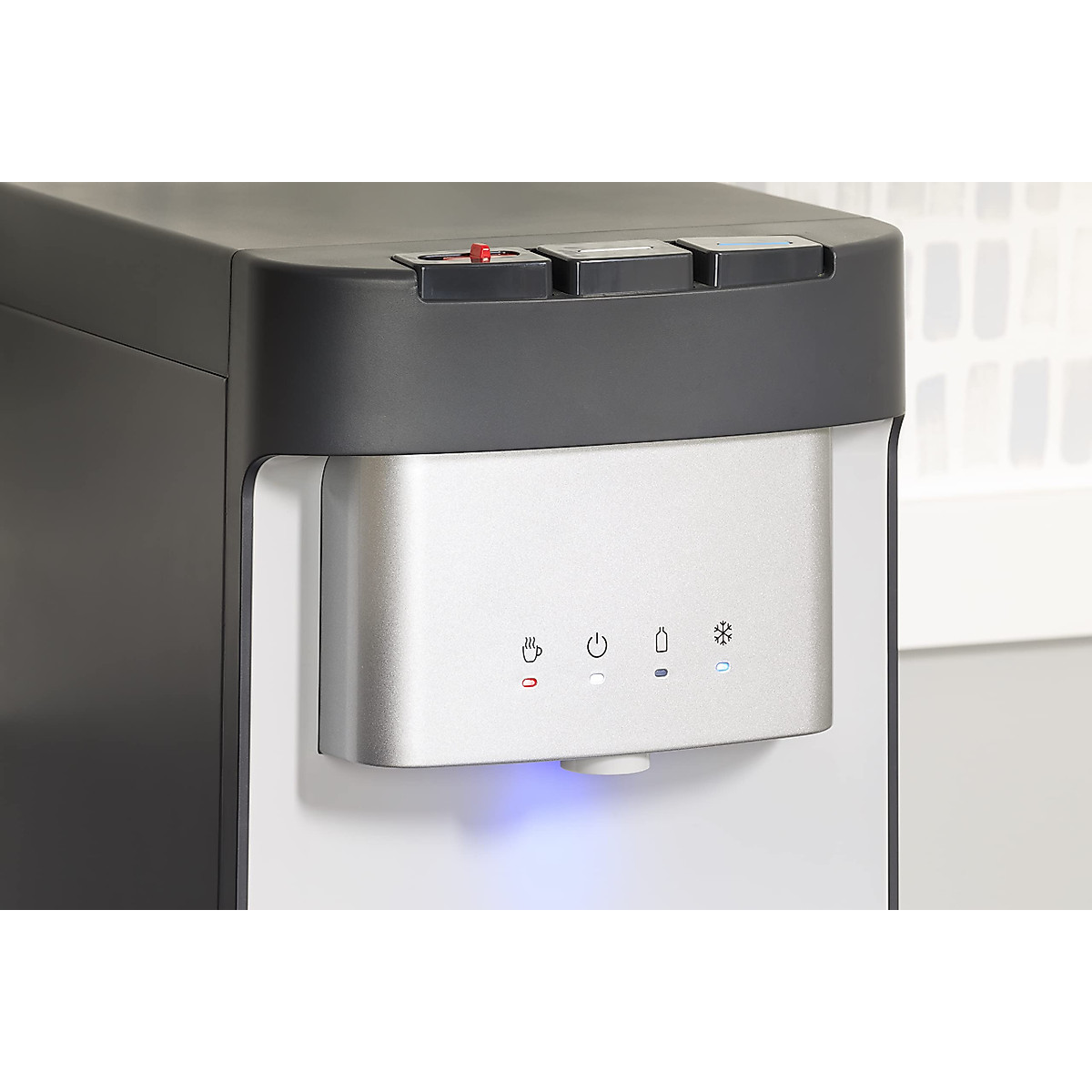 GE Bottom-Loading Tri-Temperature Water Dispenser | 5 Gallon Water Cooler for Home or Office | 3 Temperature Settings | Taller 13" Dispenser Height | No Lift Bottom Loading | LED Light | Charcoal