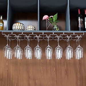 Wine Glass Rack, Under Cabinet Wine Glass Holder Stainless Steel Stemware Rack - Hanging Stemware Holder,Wine Bottle Holder for Cabinet Kitchen Bar (Size : 68.528cm(27.011.0in))