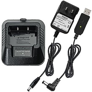 Baofeng Charger UV-5R BF-F8HP Charger Two-Way Radio Charger 100v-240v with US Adapter + USB Charger Cable for UV-5R Series Walkie Talkie