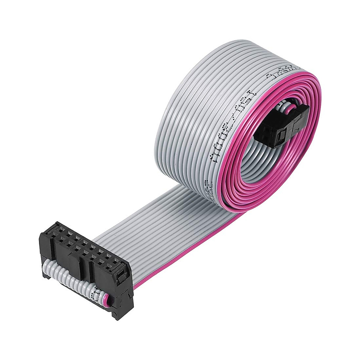 uxcell IDC Wire Flat Ribbon Cable FC/FC Connector A-Type 16 Pins 2.54mm Pitch 1m Length Gray