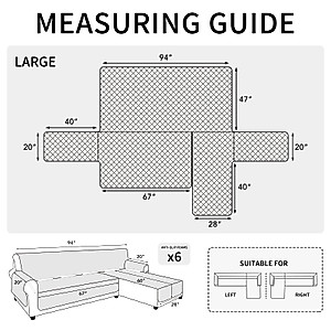 ISSUNTEX Sectional Couch Covers for Dogs, Reversible L Shaped Sofa Cover, Water Resistant Chaise Lounge Cover Furinture Protector for Kids Pets (Large, Beige/Beige)