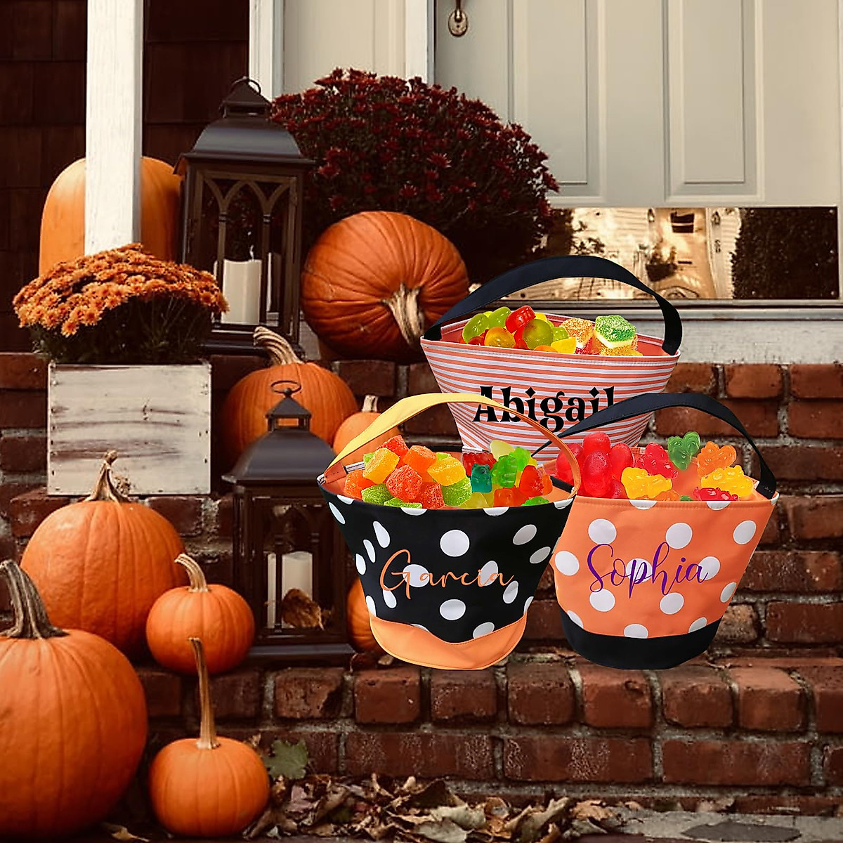 Personalized Halloween Trick or Treat Bag, Monogram Halloween Bucket, Custom Printed Name Candy Bag, Halloween Candy Basket, Halloween Gifts Basket, Spooky Candy Basket for Kids, Party Gifts for Kids