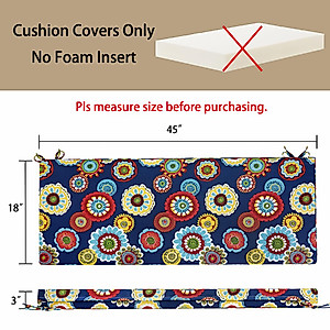 Magpie Fabrics Patio Bench Cushion Cover 45x18x3 Inch, NO Insert! Water&Fade Resistant Outdoor Loveseat Replacement Cover with Zipper (Heronsbill Navy)