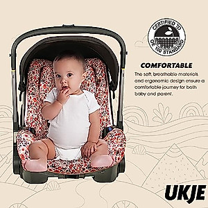 UKJE Protective Car Seat Stroller Cover Compatible with Doona Car Seat - Protector, Cotton Cover, Infant Car Seat Liner - Newborn Car Seat Accessories - Easy to Clean - Easy to Install (Pink Flowers)