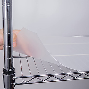 HooTown Wire Shelf Liners 5 Sheets Fit Wire Shelving Size 24 Inch x 14 Inch, Clear Frosted Hard Plastic Protector Mats for Metal Stainless Steel Garage, Cabinets, Kitchen Shelves, Shoe Rack